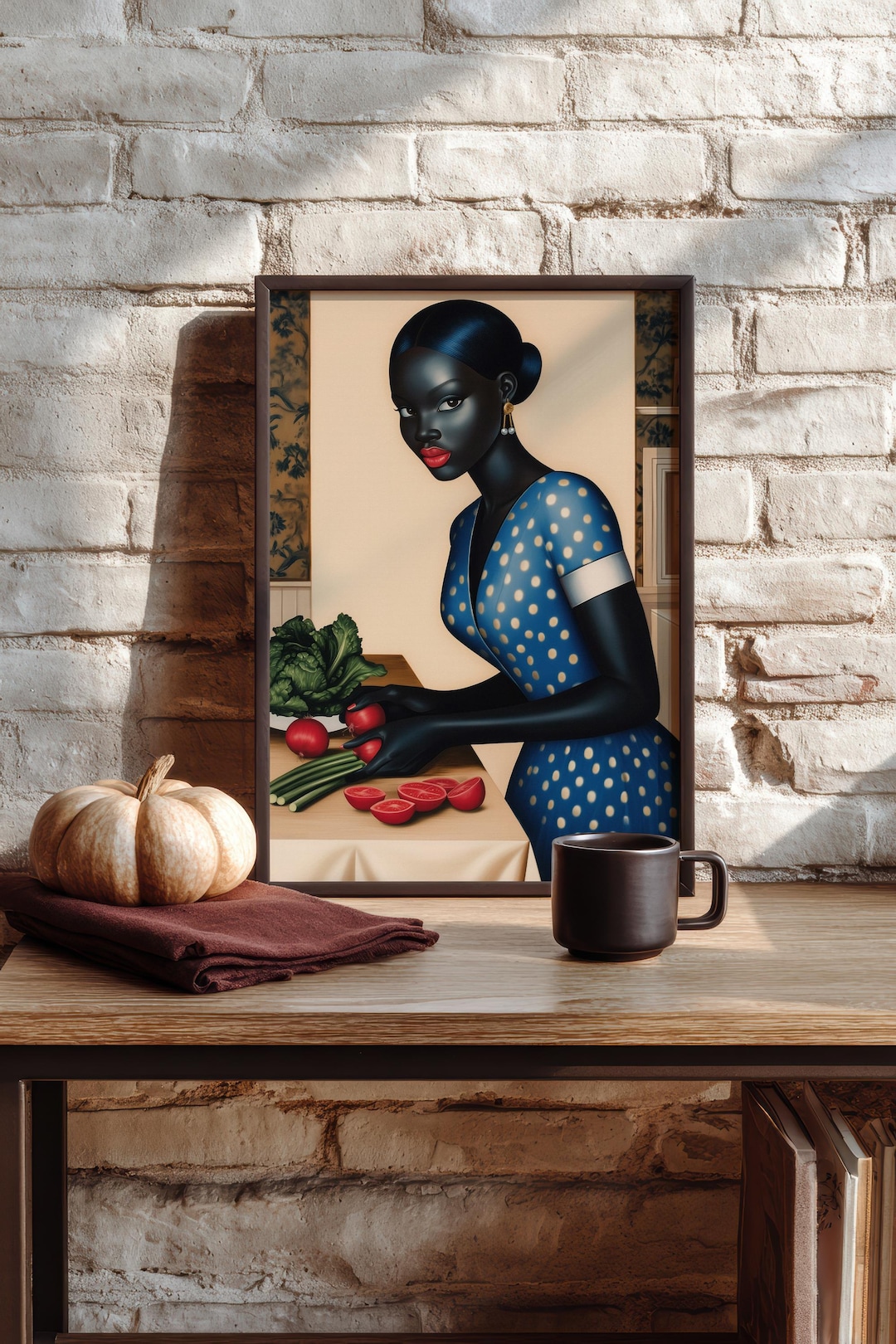 Vintage Black Woman Kitchen Art - Afrocentric Wall Decor - Retro ...