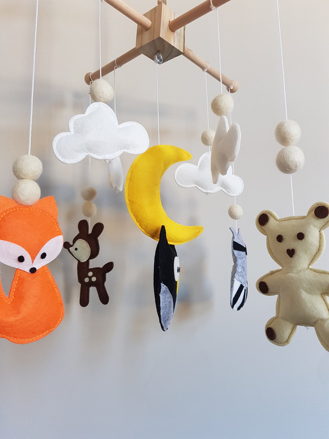 Baby Mobile Woodland / Woodland Animals Mobile / Baby Mobile Clouds ...
