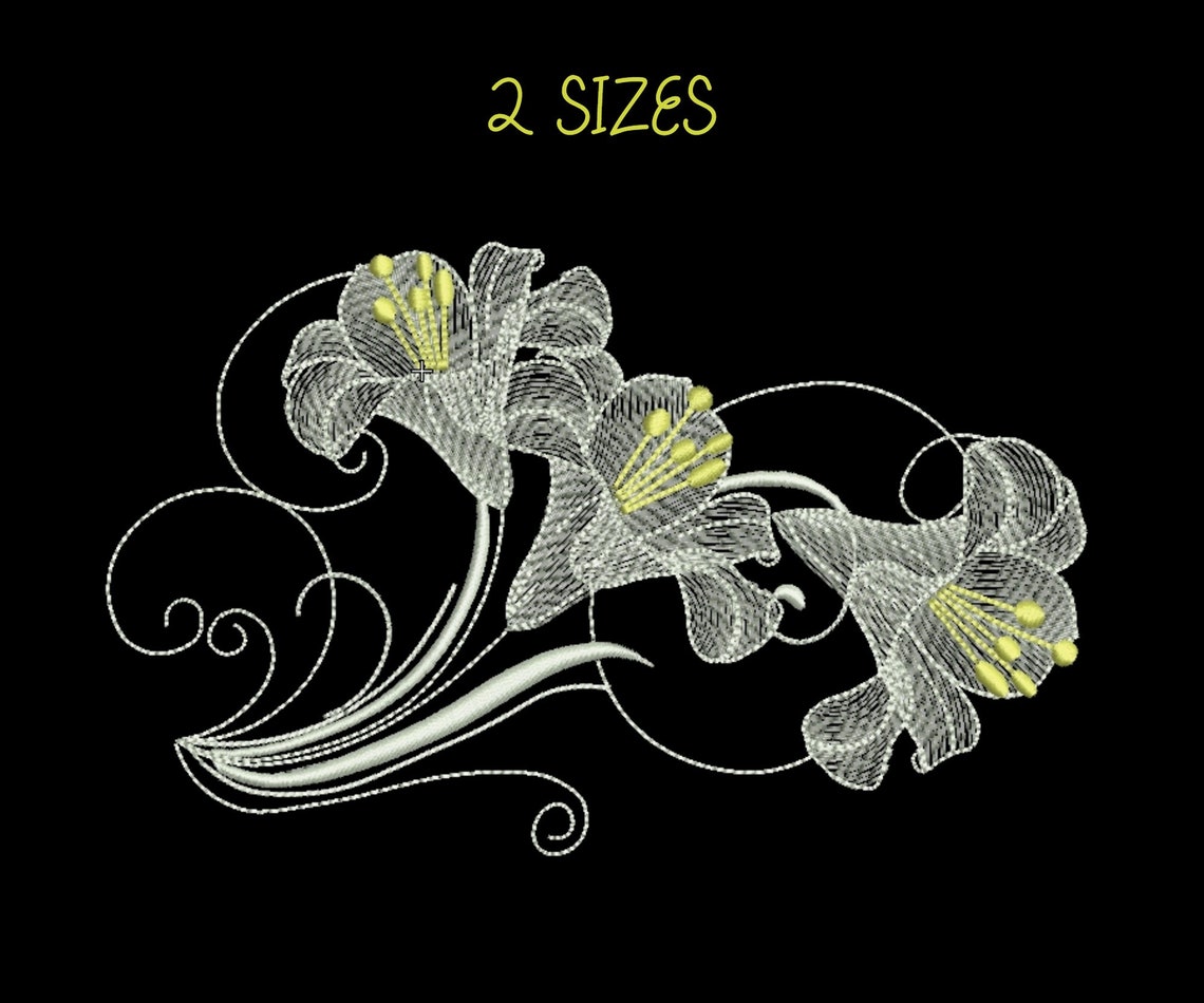Lily embroidery design flower machine embroidery designs | Etsy