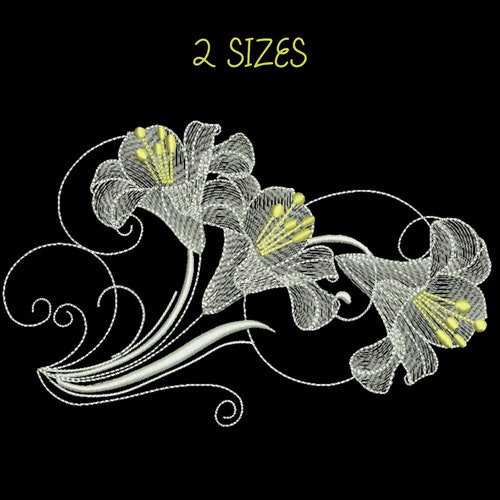 Lily Blooms Machine Embroidery Design Embroidery Flowers - Etsy