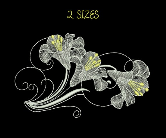 Lily embroidery design flower machine embroidery designs | Etsy