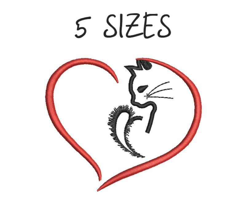 Cat Heart Embroidery Design Cat Love Machine Embroidery Designs I Love ...