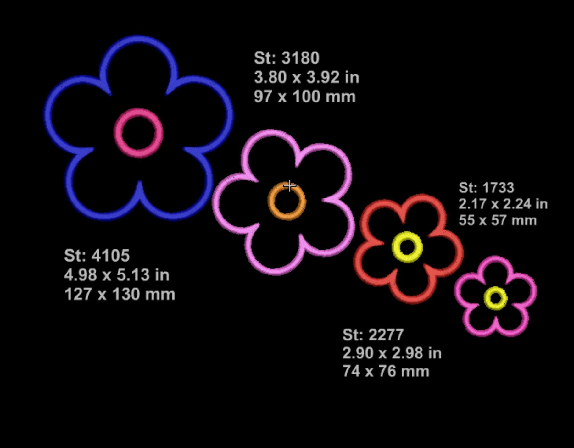 Flower Appliqué Embroidery Design Flower Machine Embroidery - Etsy