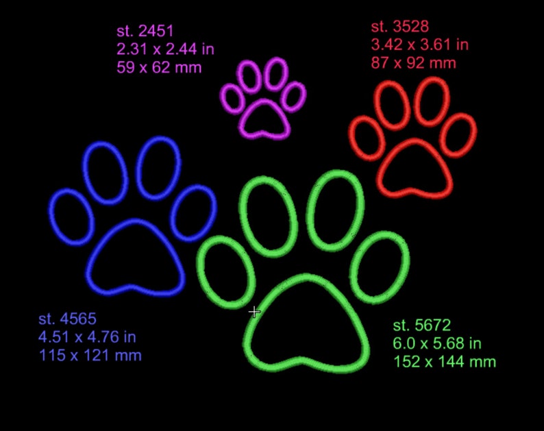 Paw Print Applique Embroidery Designs. Applique Paw Print - Etsy