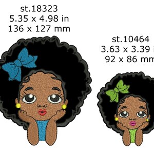 Cute Black Girl Embroidery Design. African American Kids Applique ...