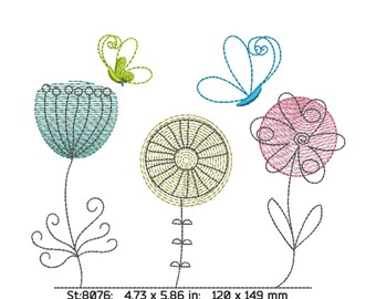 Flower Embroidery Design Flower Machine Embroidery Designs | Etsy