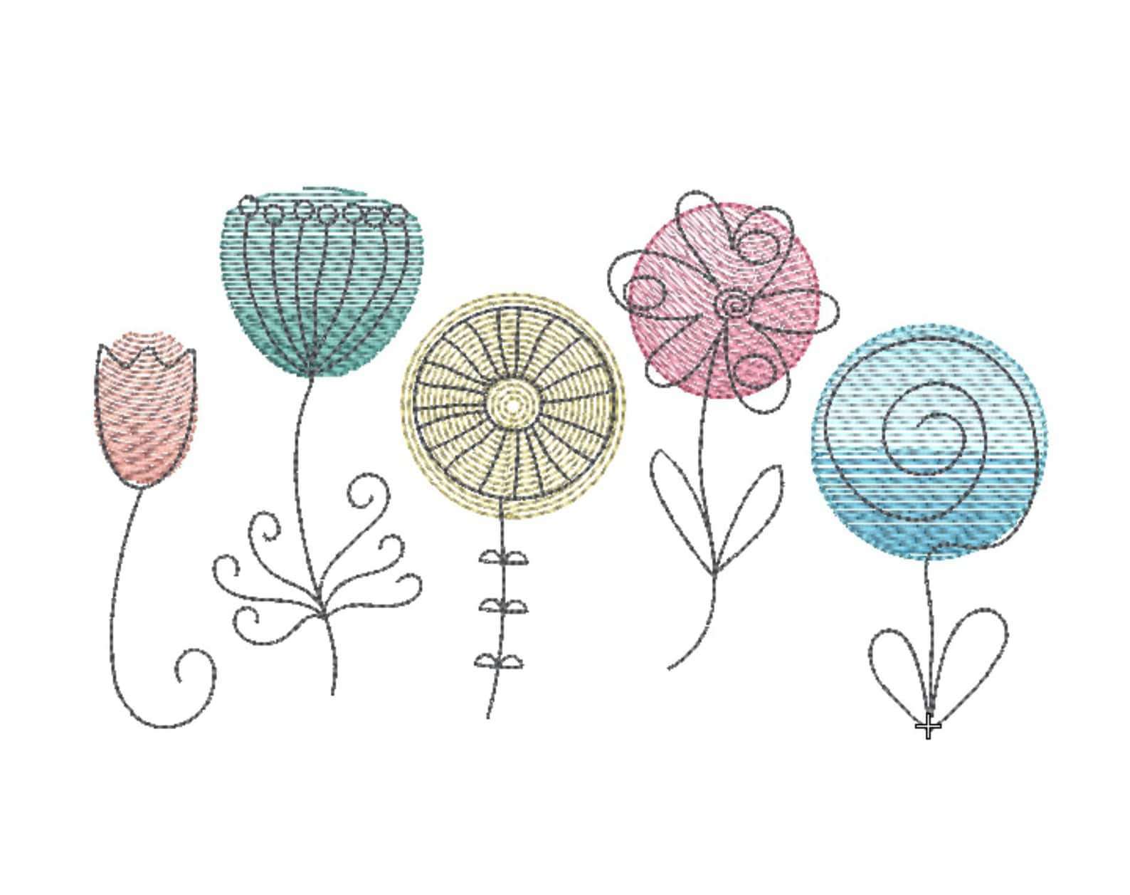 Flower Embroidery Design Flower Machine Embroidery Designs | Etsy