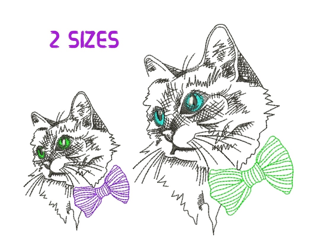 Kitten Embroidery Designs Cute Cat Machine Embroidery Design Cat ...