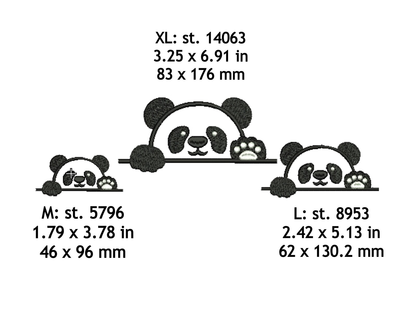 Panda Applique Design Panda Applique Embroidery Designs Bear | Etsy