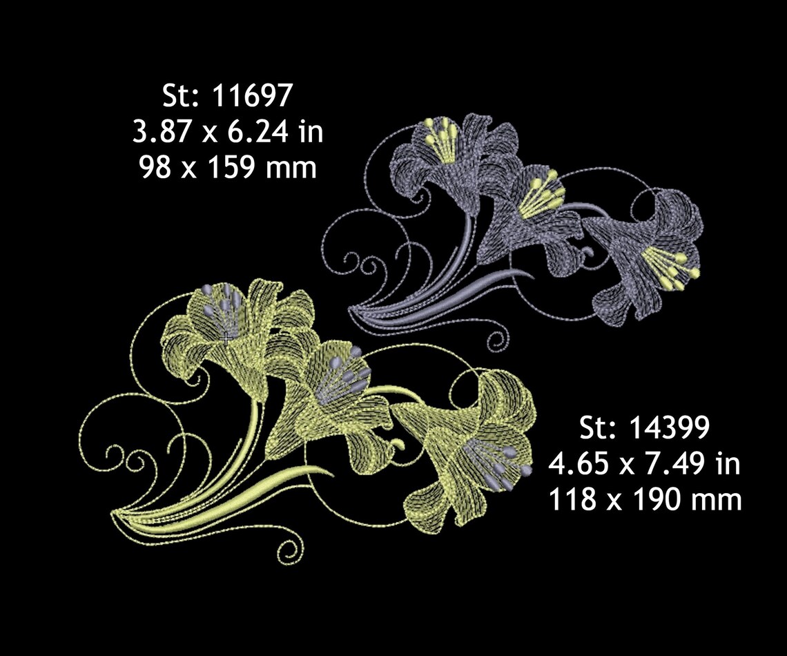 Lily embroidery design flower machine embroidery designs | Etsy
