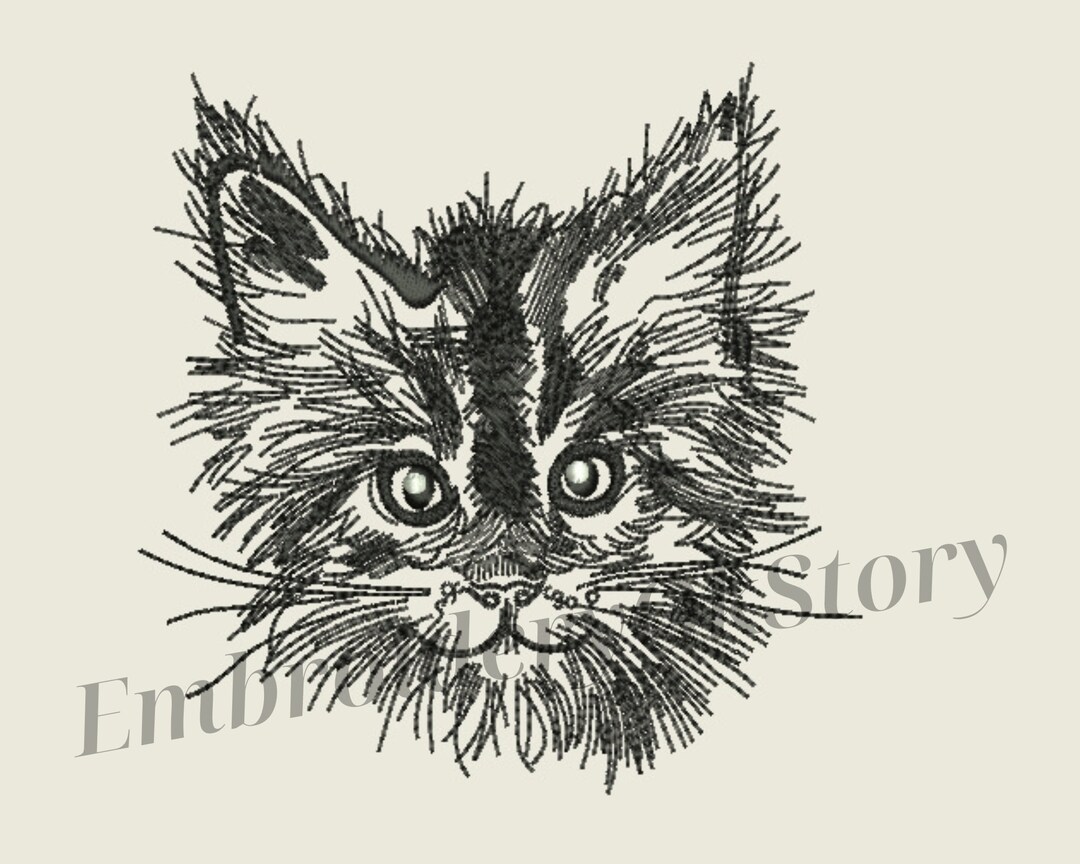Cat Embroidery Designs. Kitten Machine Embroidery Design Cute Pet ...