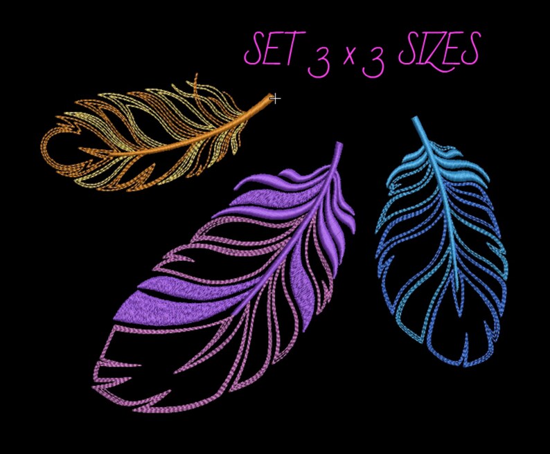 Feather Embroidery Designs Birds Feather Set Machine - Etsy
