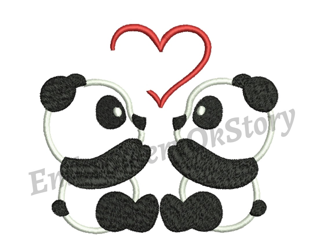 Panda Applique Pattern. Pandas Applique Embroidery Designs. - Etsy