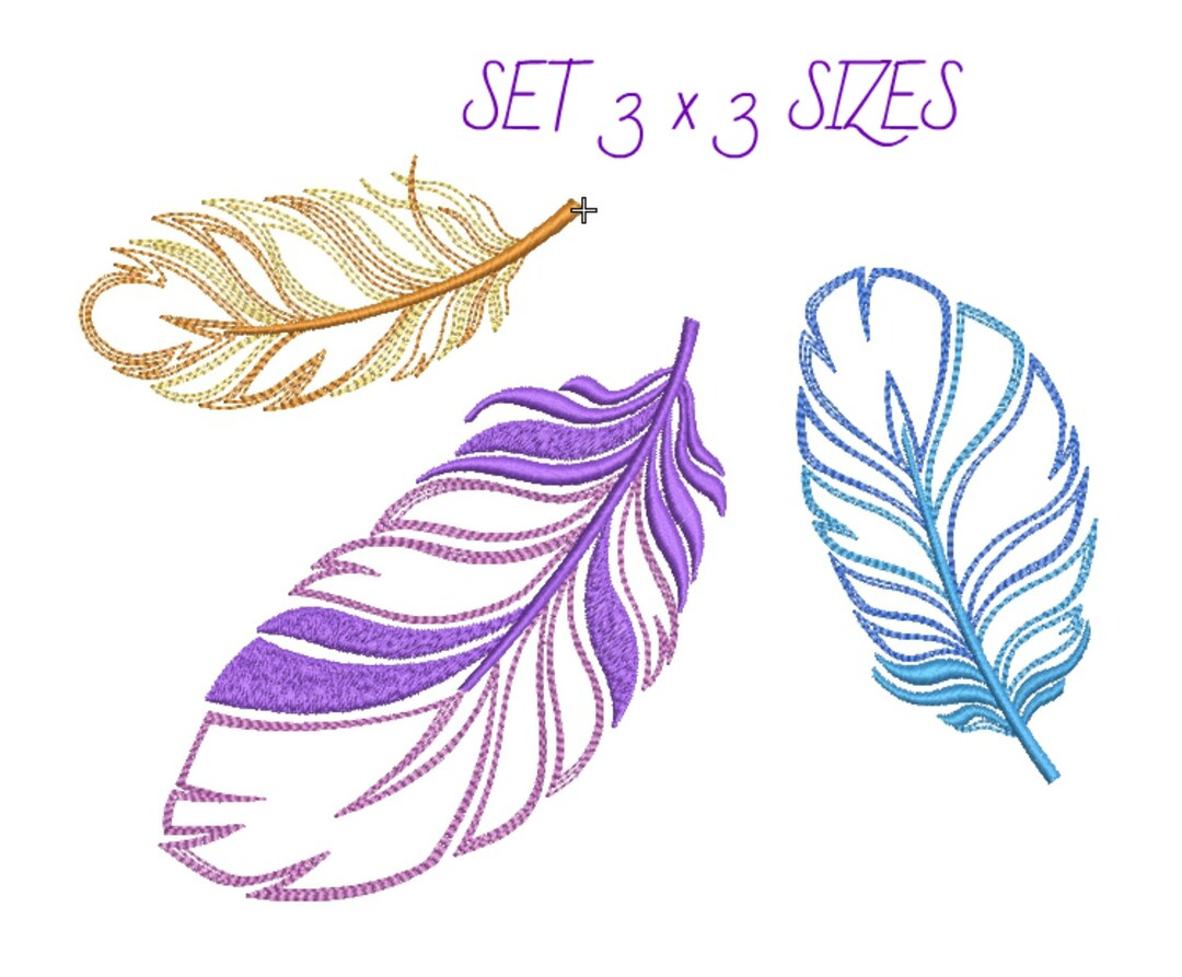 Feather Embroidery Designs Birds Feather Set Machine Embroidery Design ...
