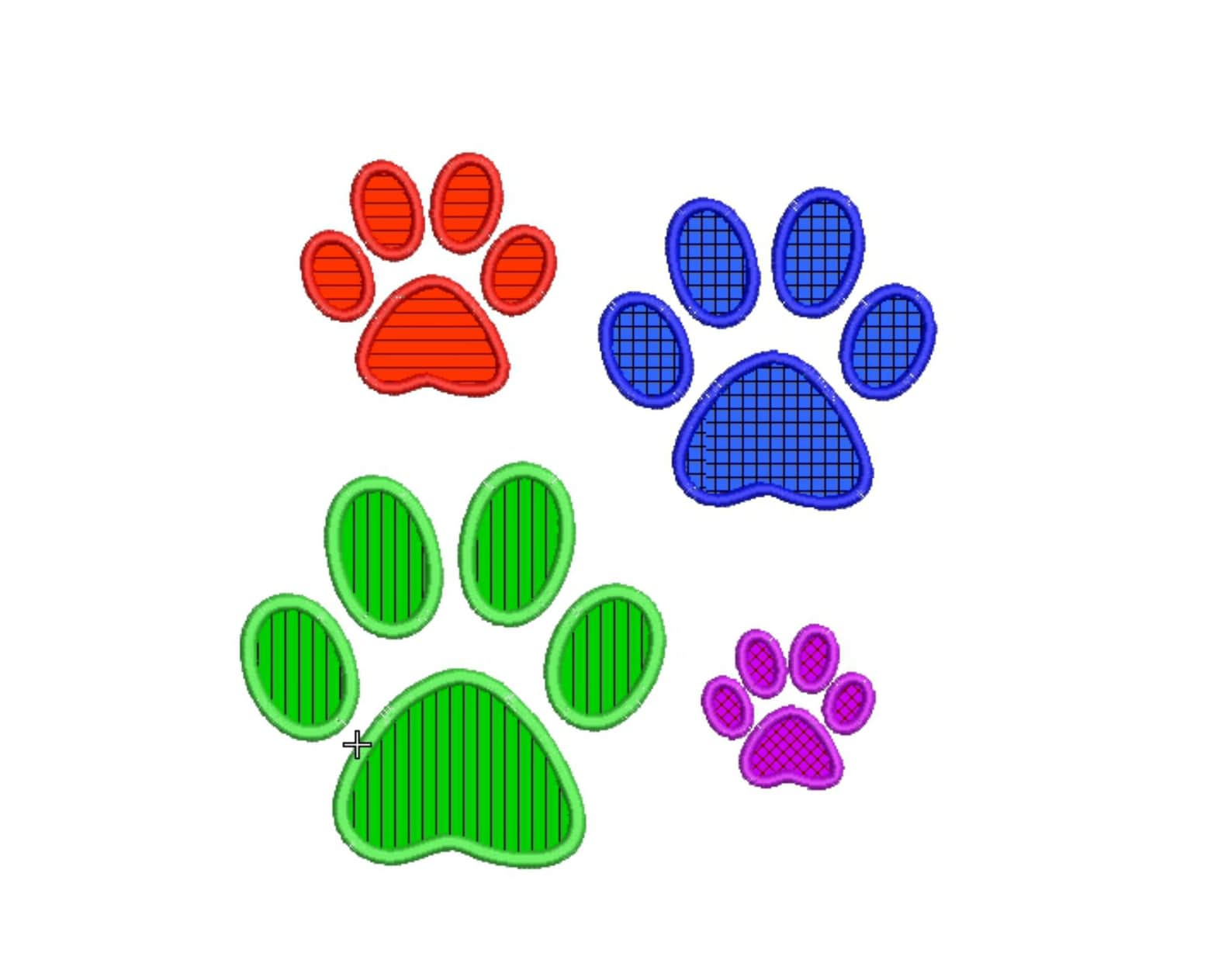 Paw Print Applique Embroidery Designs. Applique Paw Print - Etsy