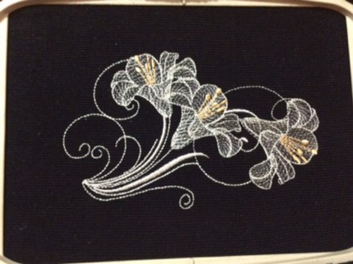 Lily embroidery design flower machine embroidery designs | Etsy