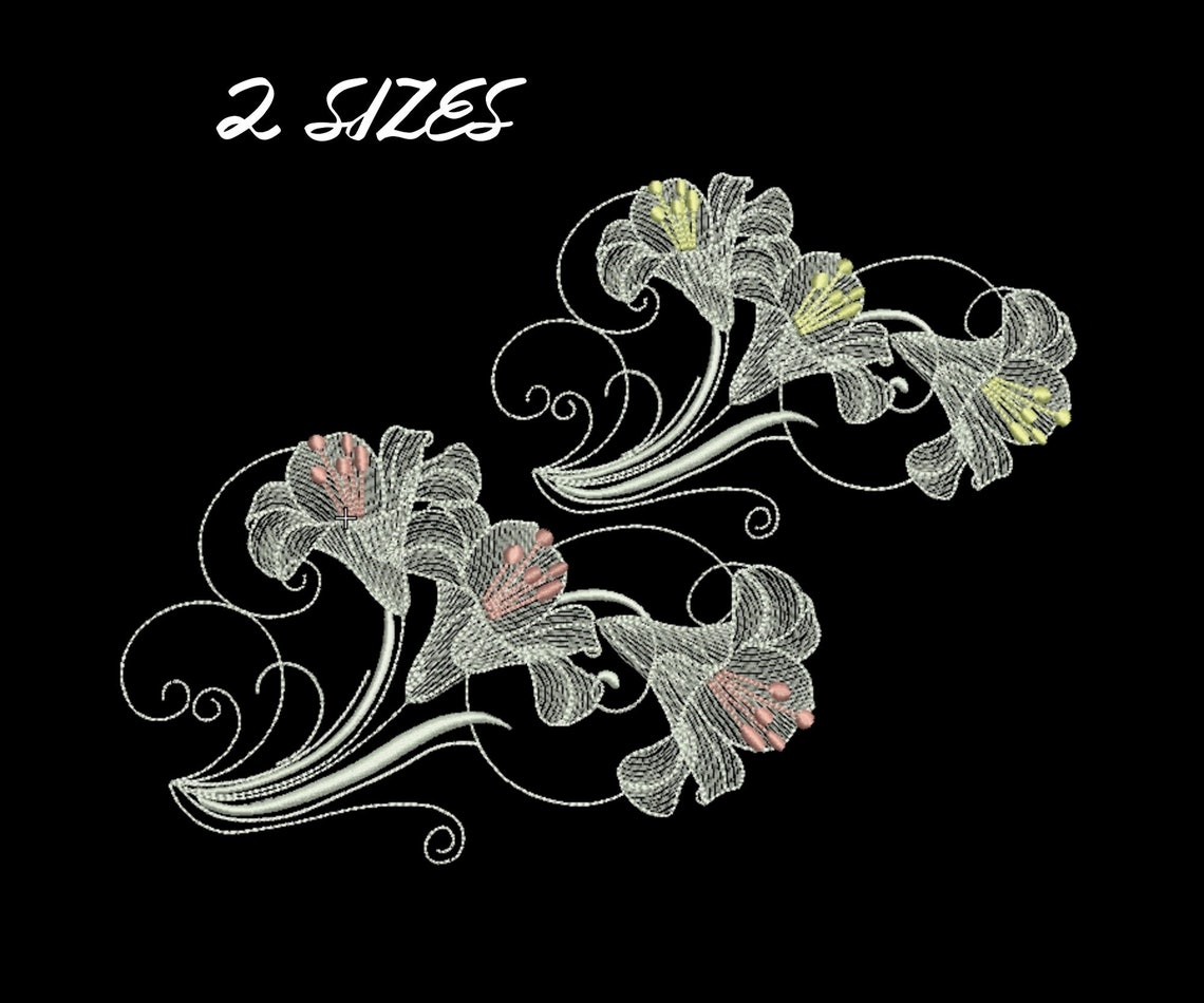 Lily embroidery design flower machine embroidery designs | Etsy