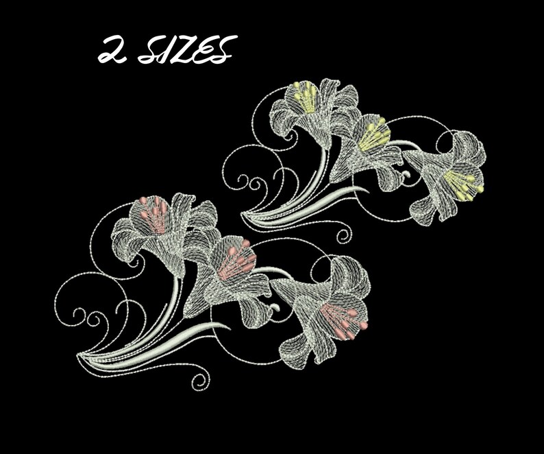 Lily embroidery design flower machine embroidery designs | Etsy