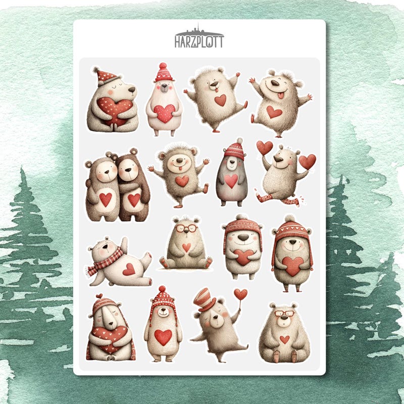 Resin animals valentine cards - Etsy.de