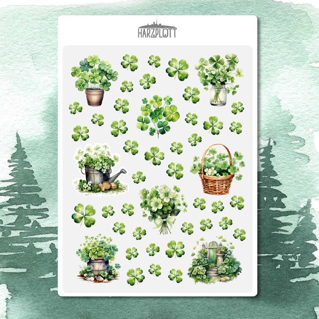 Lucky Clover Stickers, Clover Leaves, Good Luck Charms, Green, Bullet ...