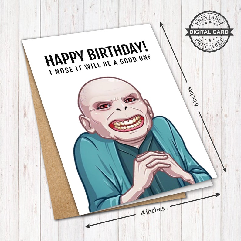 Harry Potter Birthday Card Funny Lord Voldemort Birthday Card | Etsy