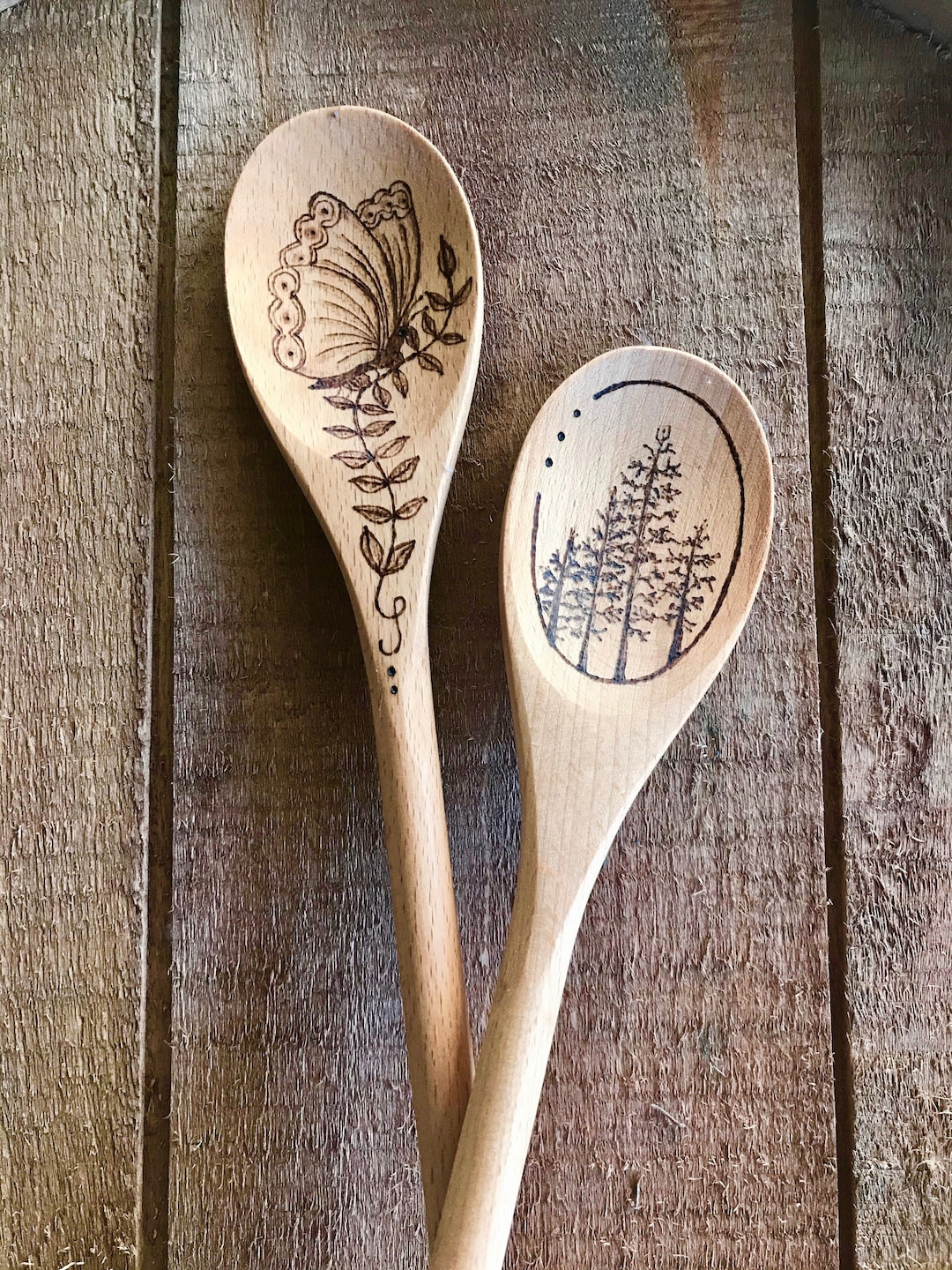 Handmade 14 One of a Kind Wood Burned Spoons. - Etsy
