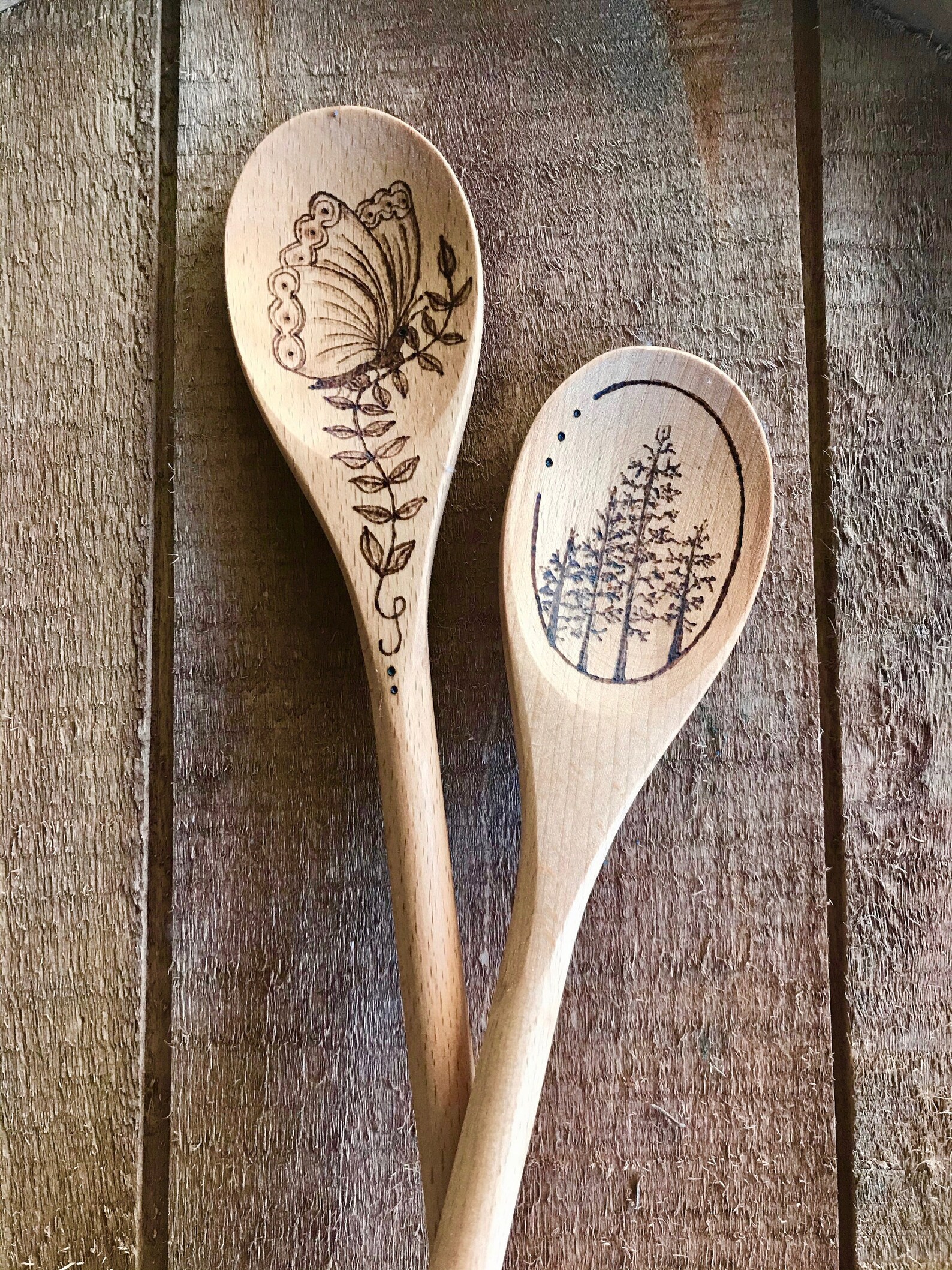 Handmade 14 One of a Kind Wood Burned Spoons. - Etsy