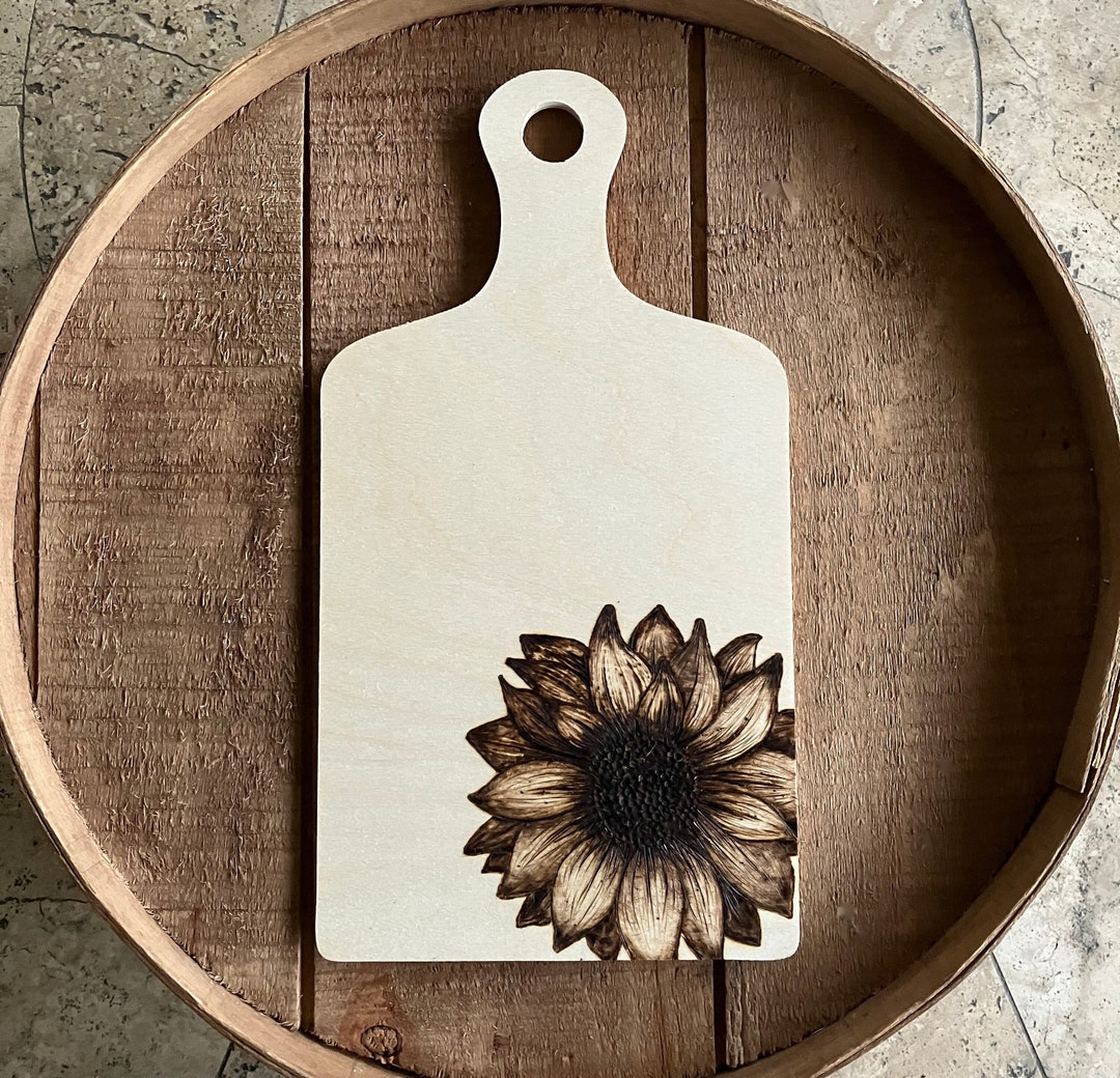 Sunflower Cutting Board. Wood Burning. Handmade. Can Be Personalized. 6 ...
