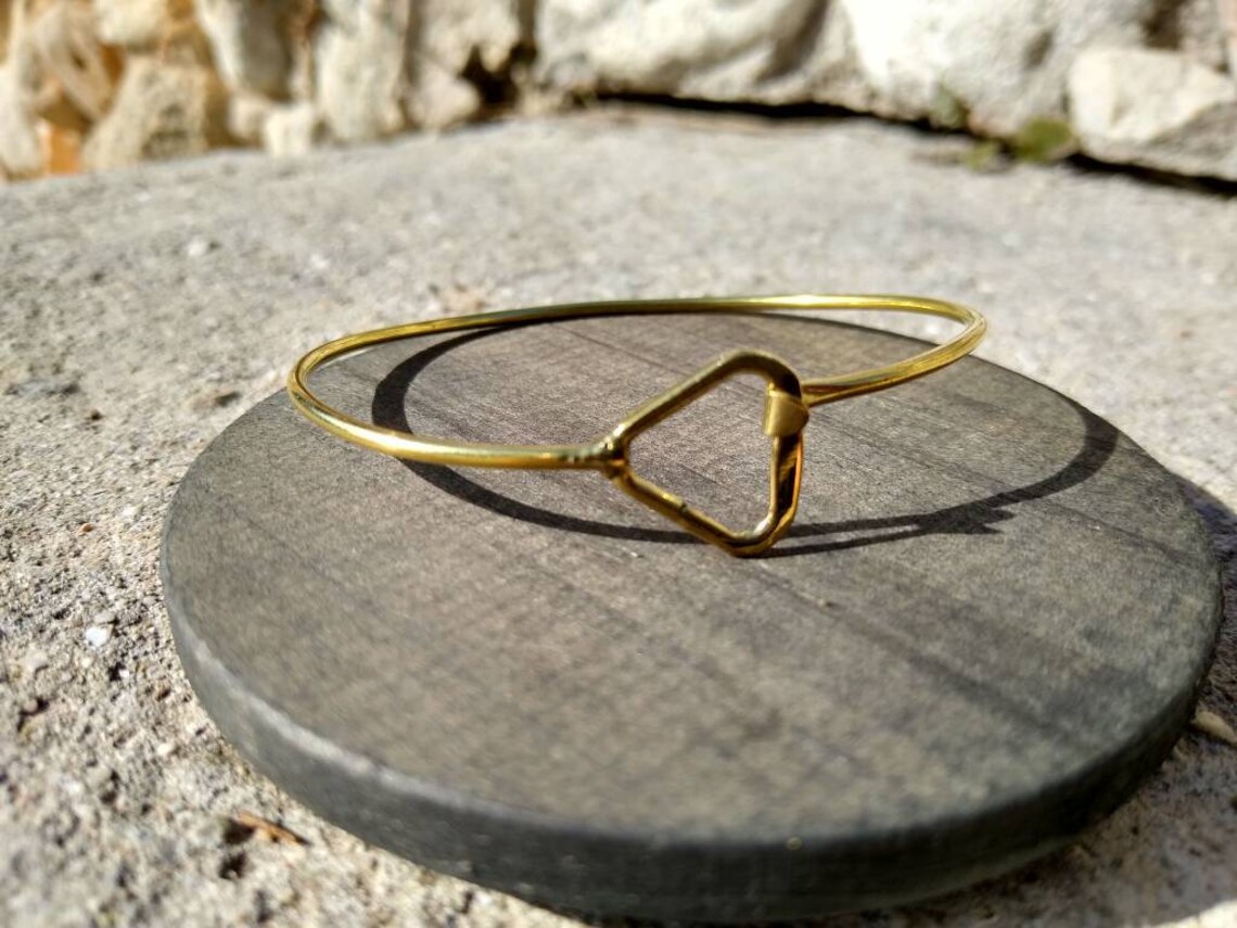 Geometric Bangles. Silver Round Bangle. Triangle Brass Bangle. Minimal ...
