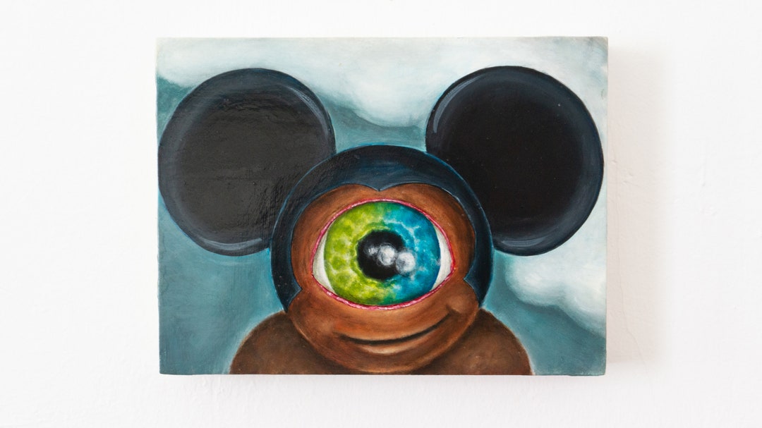 Original Painting "smile" Mickey Mouse Ears Lowbrow Art Illustration - Etsy