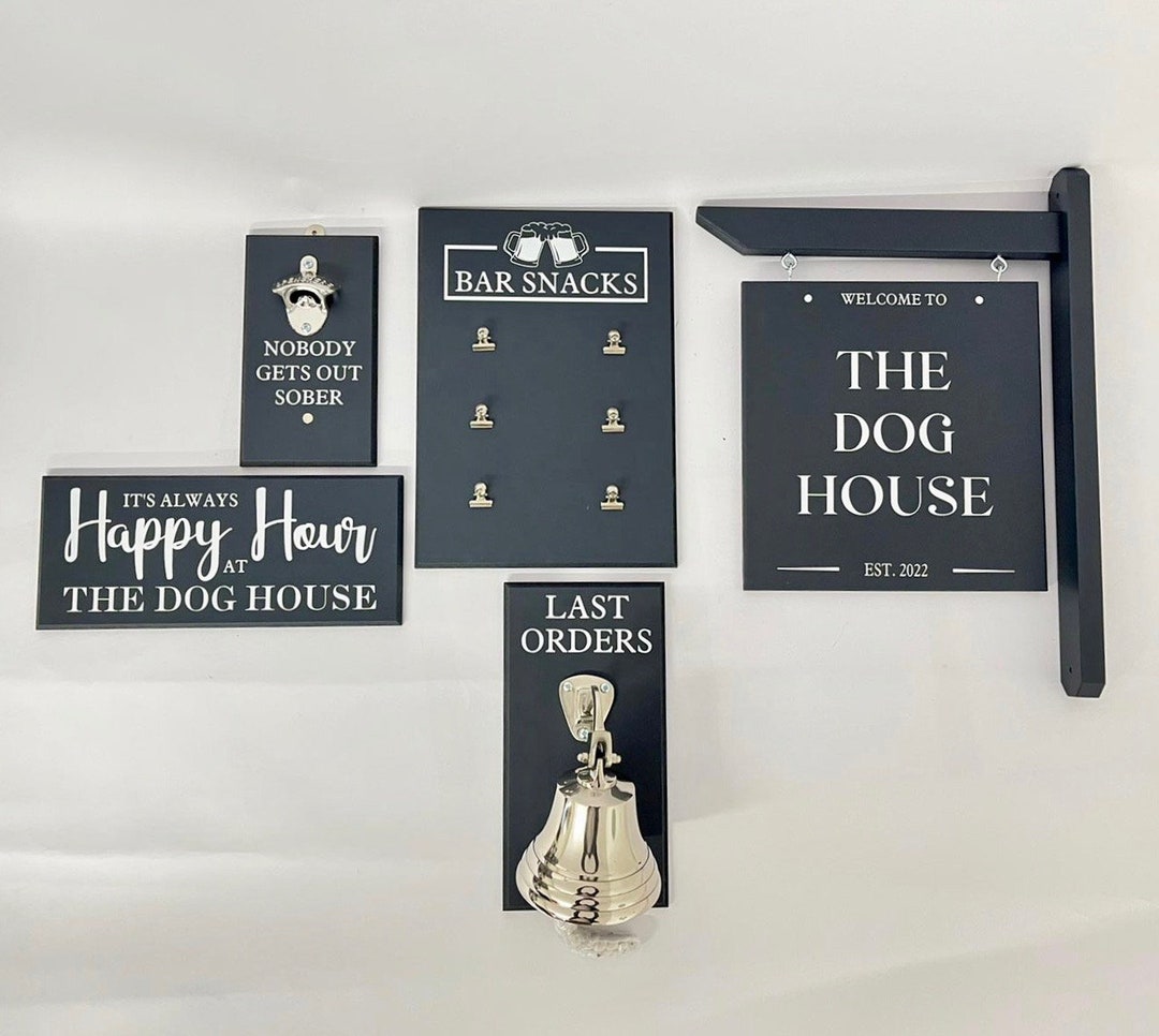 Home Bar Decor Bundle | Home Bar Sign Accessory | Bar Snack Sign ...