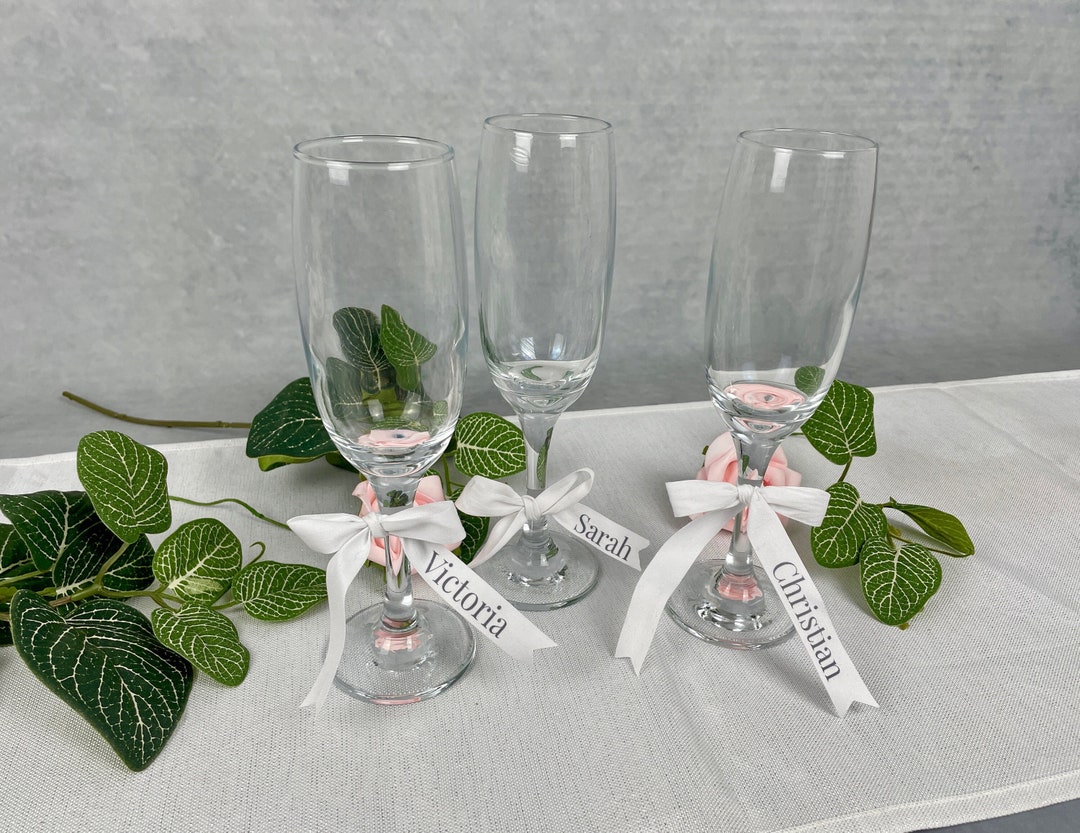 Personalised Wine Glass Name Ribbons, Wine Glass Charms, Place Settings ...