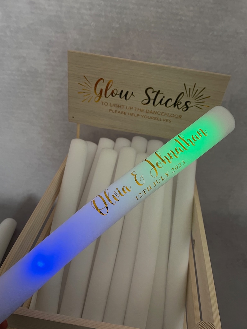 Personalized LED Foam Glow Sticks With Rustic Crate: Wedding Party ...