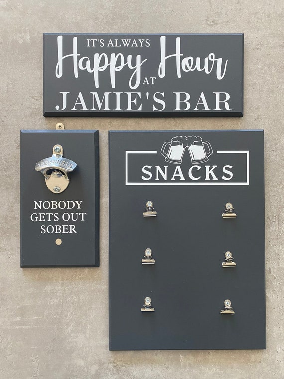 Home Bar Decor Bundle Home Bar Sign Bar Snack Sign - Etsy