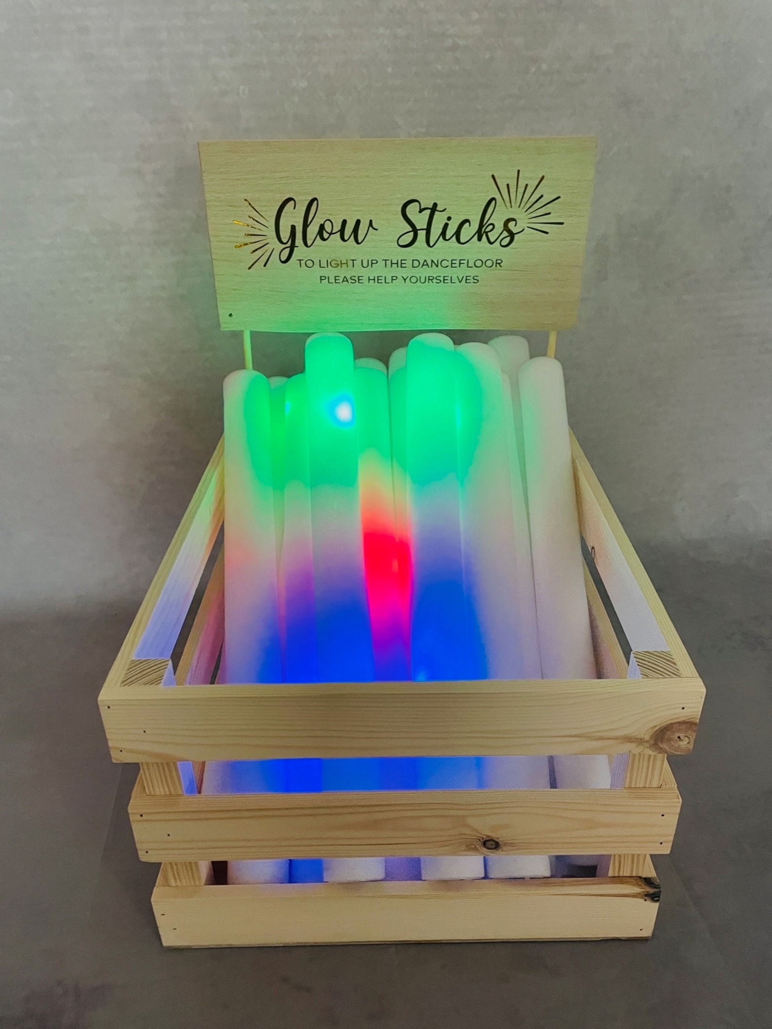 Personalized LED Foam Glow Sticks With Rustic Crate: Wedding Party ...