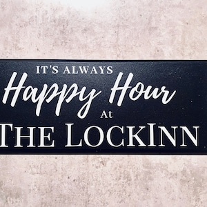 Personalised Home Bar Sign | Happy Hour | Customisable Sign - Etsy