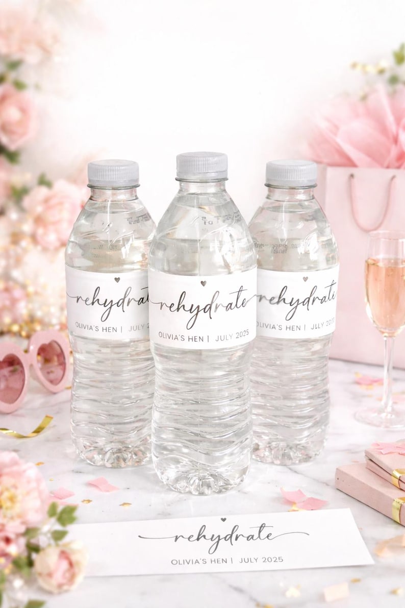 Personalized Hen Party Water Bottle Labels: Luxury Foil Rehydrate ...