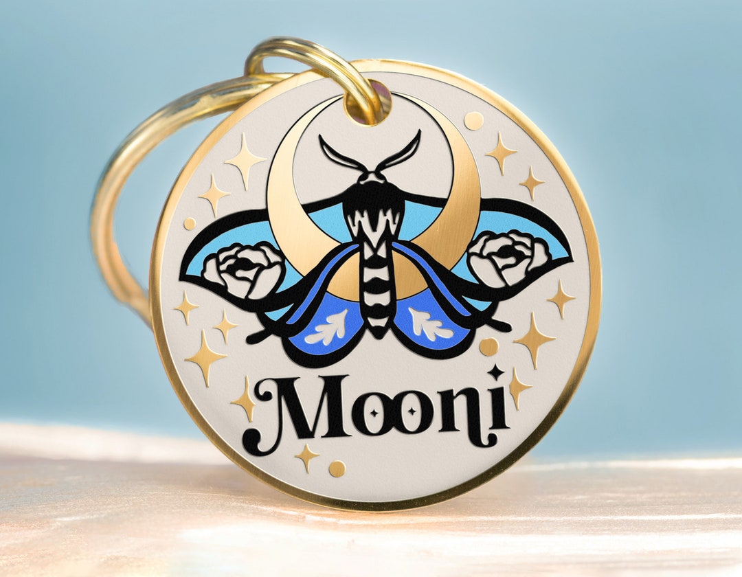 Custom Dog Tag Personalized Pet ID Tag Cat Collar Name Tag - Moon Luna ...