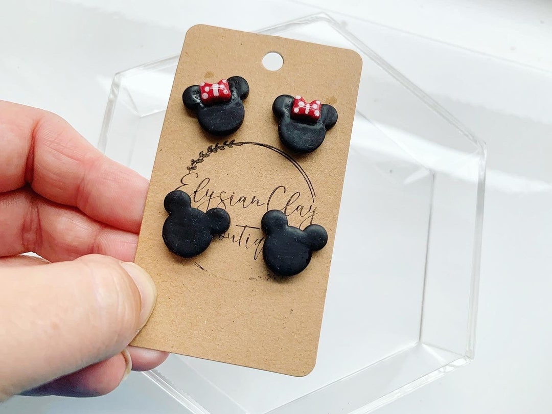 Minnie & Mickey Stud Pack, Handmade, Polymer Clay Earrings, Disney ...