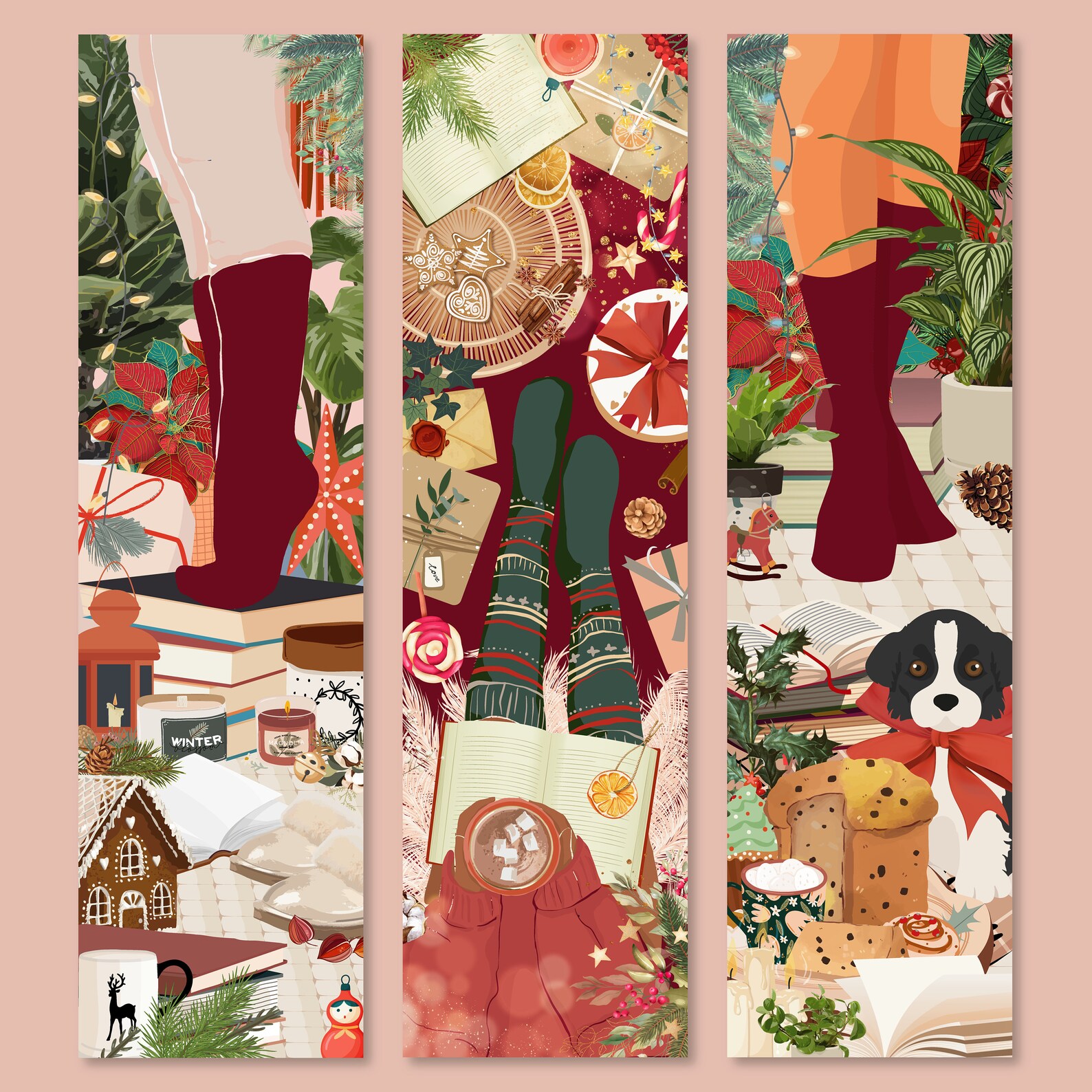 Lot de marque Page Cozy Christmas, papeterie, illustration, marque ...