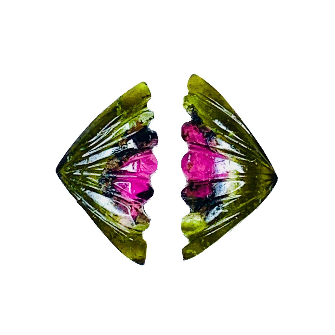 Natural Watermelon Tourmaline Stone 9x18mm | Hand-carved Loose Gemstone ...