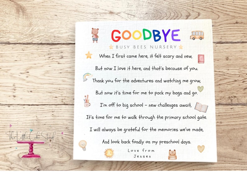 Personalised Nursery Leaving Card | Nursery Goodbye Card | Nursery ...