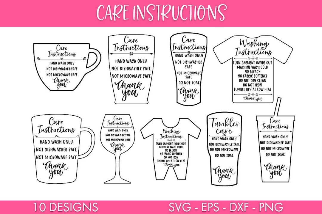 Care Instructions SVG Bundle, Care Instructions Svg, Tumbler ...
