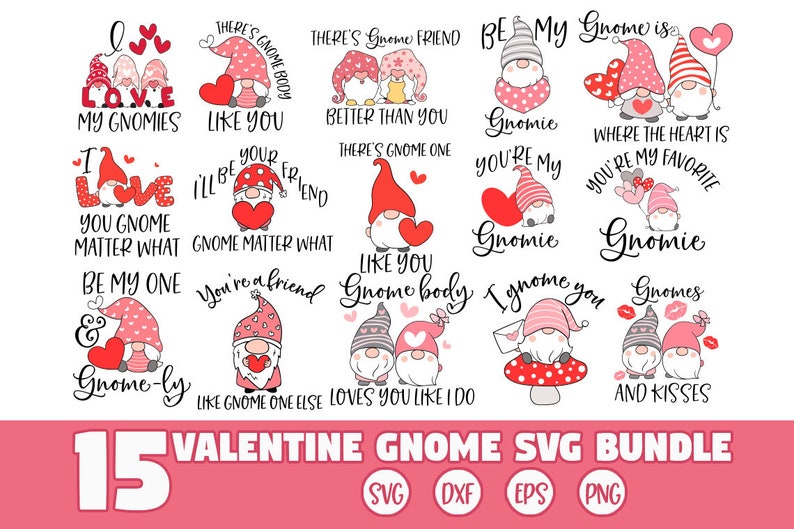 Valentines Gnome SVG Bundle Gnome Svg Gnome Clipart Gnome | Etsy