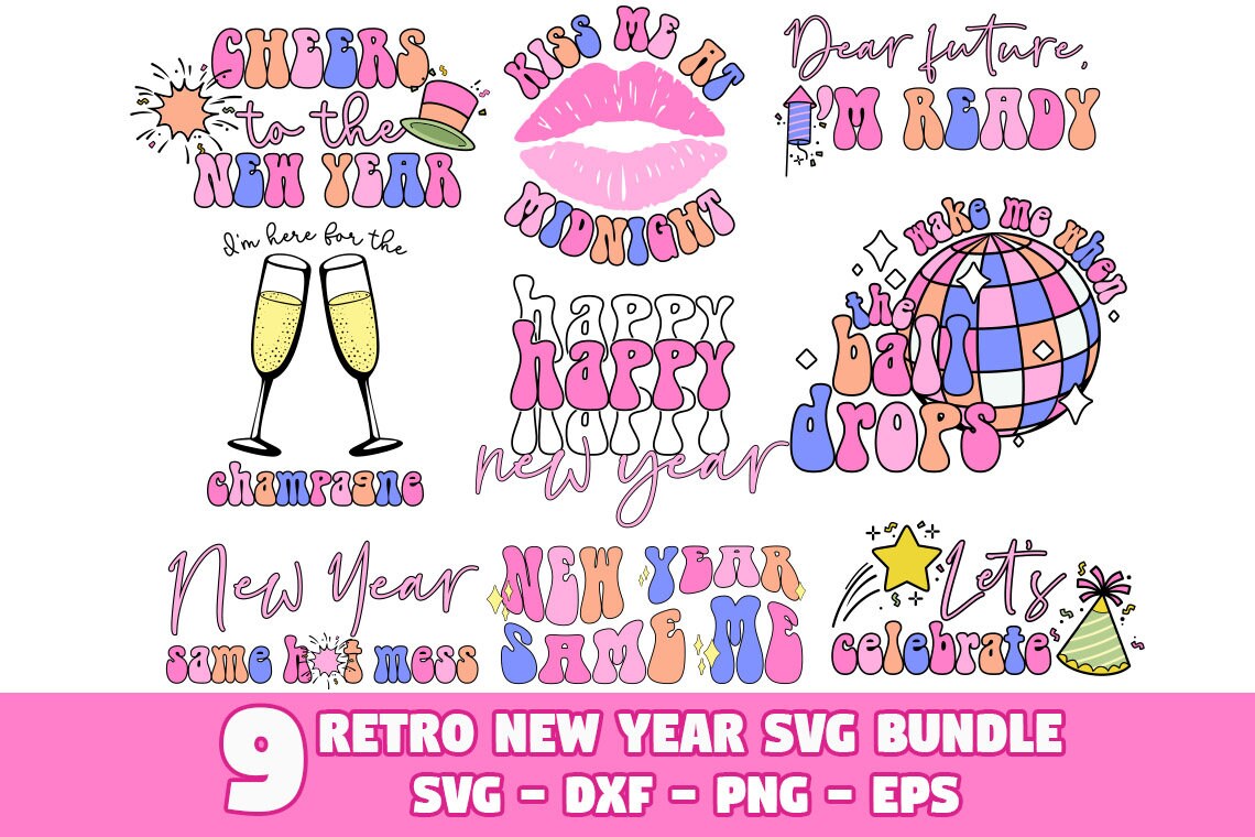 Retro Happy New Year SVG Bundle New Years Svg Bundle New - Etsy