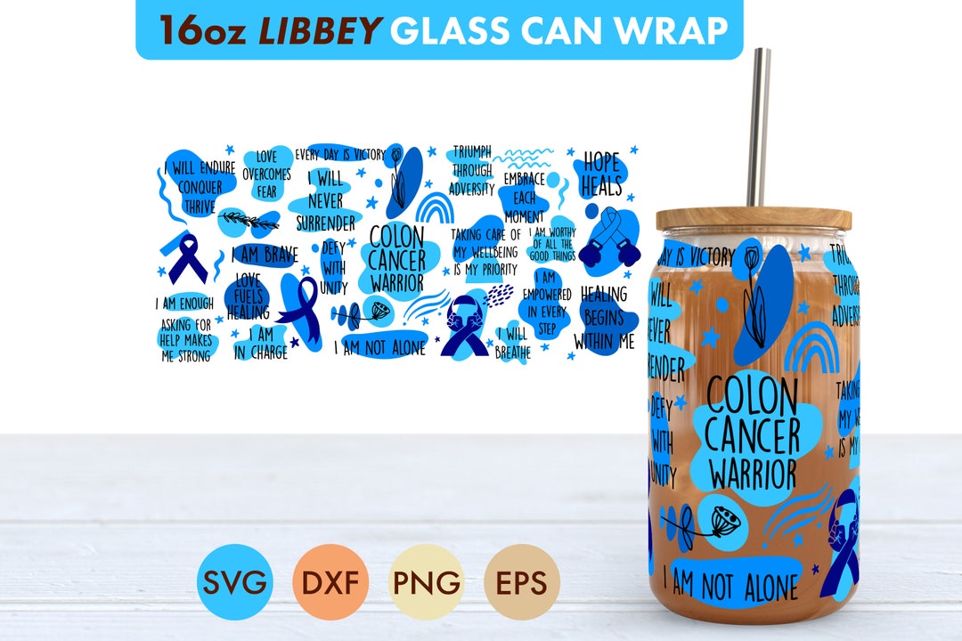 Colon Cancer 16oz Libbey Glass Wrap SVG, Colon Cancer Svg, Colon Cancer ...
