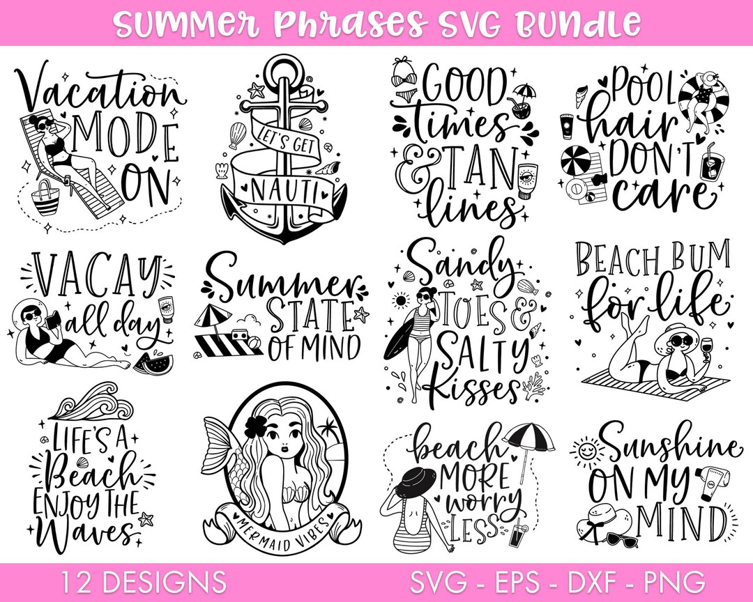 Summer SVG Bundle, Pool Svg, Beach Svg, Summer Quotes Svg, Mermaid Svg ...