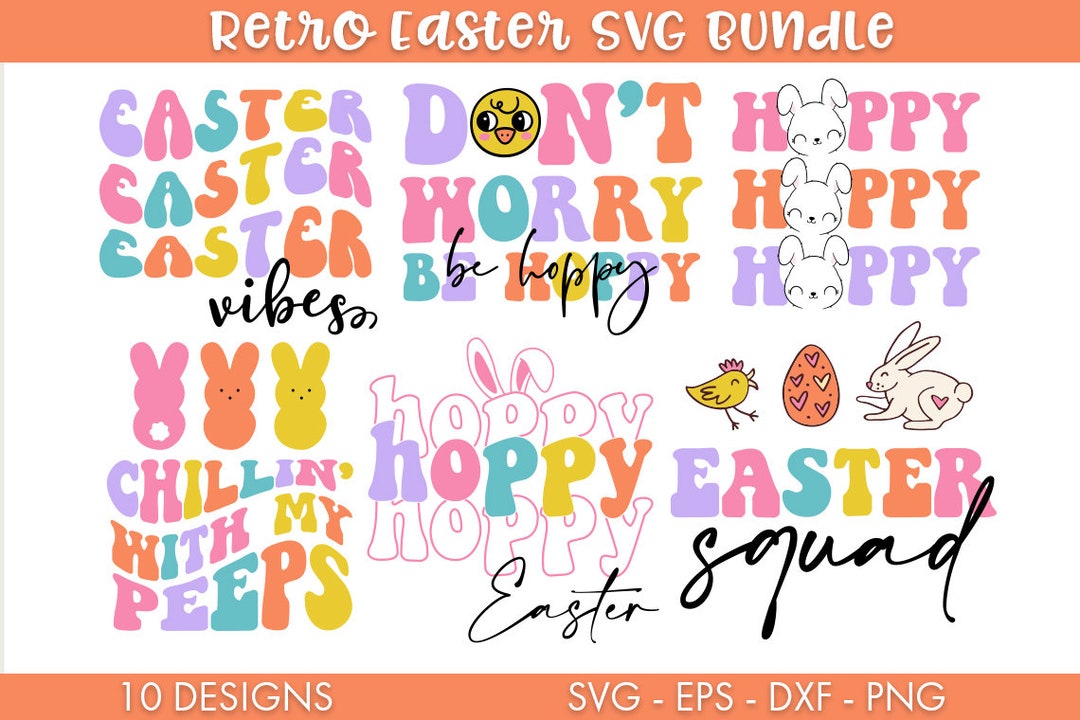 Retro Easter SVG Bundle, Easter Svg Bundle, Svg Bundle, Bunny Svg, Cute ...