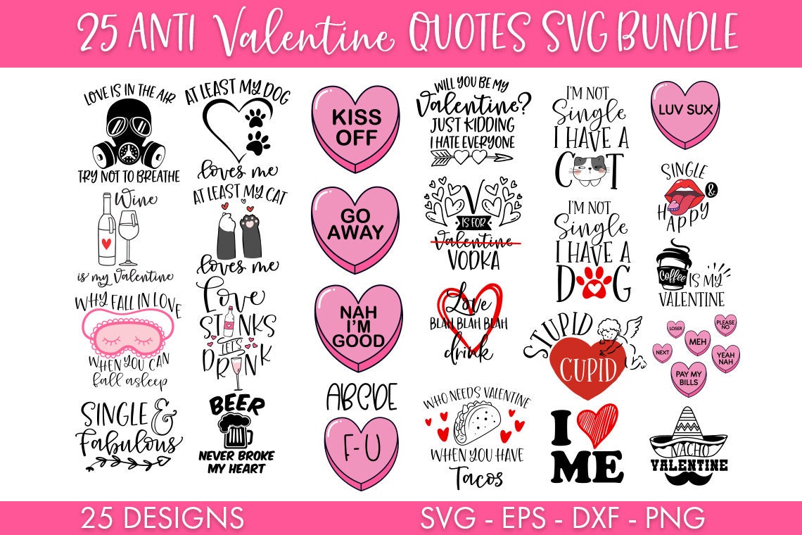 25 Anti Valentine's Day SVG Bundle Anti Valentines SVG - Etsy