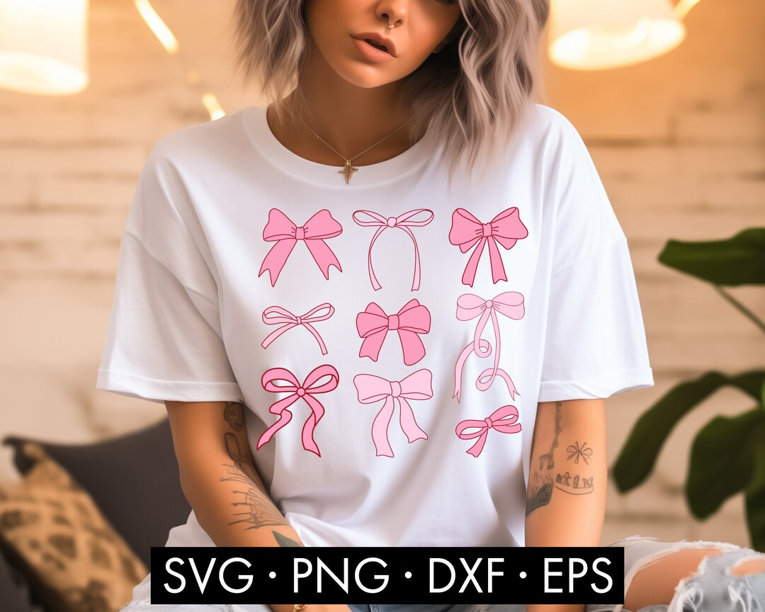 Coquette Pink Bows SVG, Pink Ribbon Svg, Coquette Svg, Trendy Coquette ...